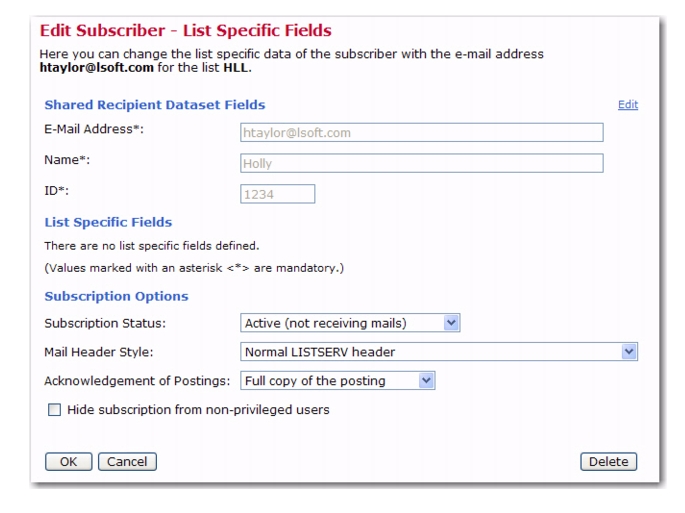 Adding and Maintaining Dataset Members and List Subscribers